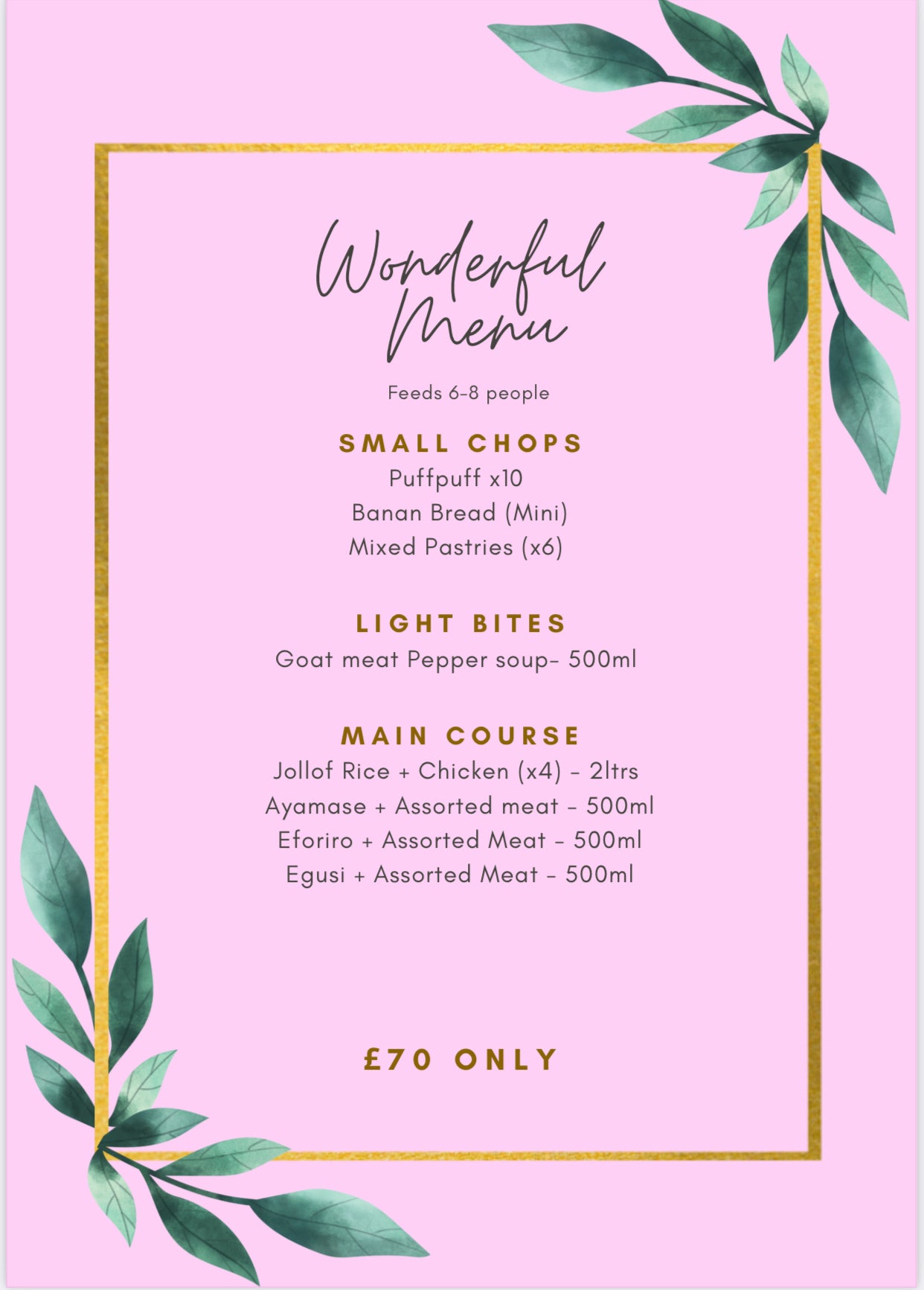 Wonderful Menu – Chicsnacks